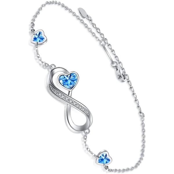 商品名925 Silver レディース ブレスレット インフィニティブレスレット ブルーハート付き 女性へのジュエリーギフト, キュービックジルコニアNieboa Bracelet for Women,925 Sterling Silver...