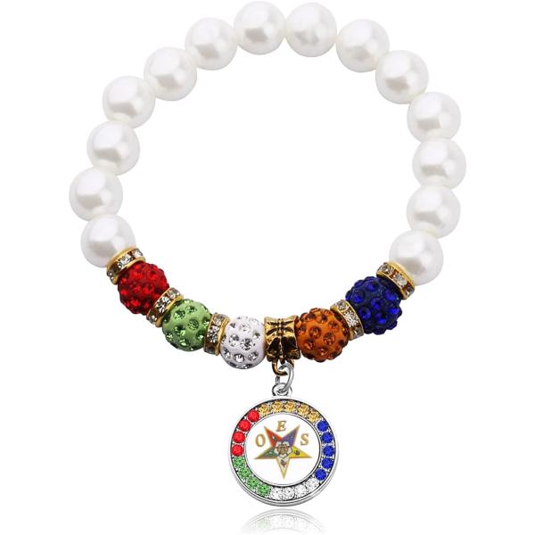 商品名Order of The Eastern Star ソロリティギフト OES ブレスレット ネックレス ソロリティブレスレット OES シンボル ジュエリー レディース ガールズ, クリスタル, クリスタルOrder of The E...