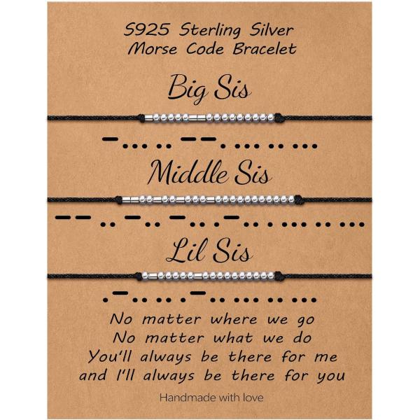 商品名[Ieftop] S925女性用のスターリングシルバーモールスコードブレスレット、2PCSモールスコードブレスレットセットカップルのためのピンキープロミスマッチングブレスレットフレンドフレンドベランタインバレンタインバレンタインデーの...