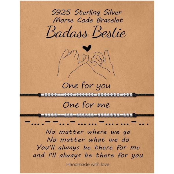 商品名[Ieftop] S925女性用のスターリングシルバーモールスコードブレスレット、2PCSモールスコードブレスレットセットカップルのためのピンキープロミスマッチングブレスレットフレンドフレンドベランタインバレンタインバレンタインデーの...