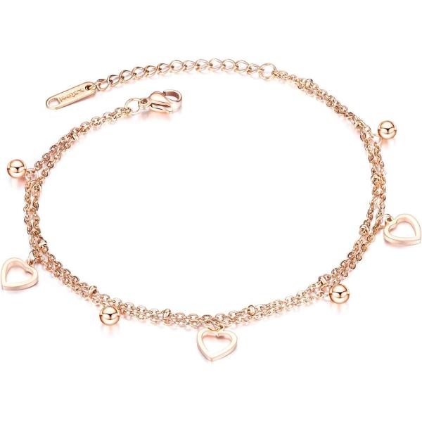 商品名ローズゴールドメッキ アンクルブレスレット レディース レイヤード ボーホー ビーチ アンクルブレスレット レディース ガールズ サマージュエリー, キュービックジルコニアAnkle Bracelet for Women Dainty...