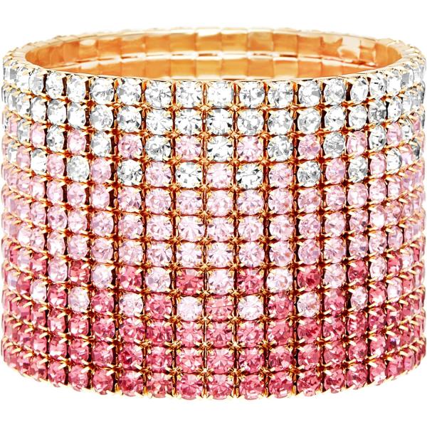 商品名Badgley Mischka レディース ブレスレット - 12ストランド ワイド クリスタル スタッズ ブライダル ステートメント ストレッチ リストバンド カフラップ, One Size, 宝石なし。Badgley Mischk...