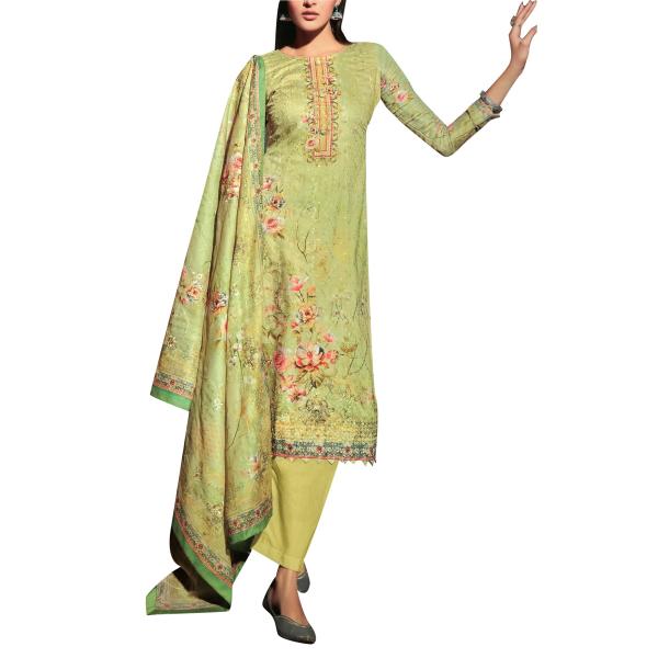 商品名: ladyline コットン プリント スパンコール ワーク サルワール カミーズ スーツ コットン ドゥパッタ レディース, リリルグリーン, XX-Small ladyline Cotton Printed Sequins Wo...