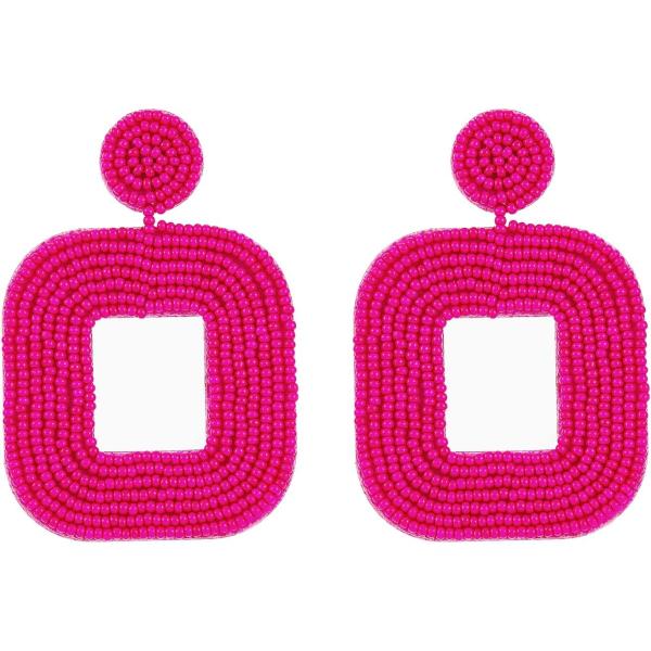 商品名MOROYA ビーズドロップイヤリング レディース ハンドメイド ボヘミアン ワイヤーラップ フリンジ タッセルイヤリング ステートメント ビッグ ボーホー ダングルイヤリングセット 夏 幾何学模様 フープジュエリー 4組, 金属, ...