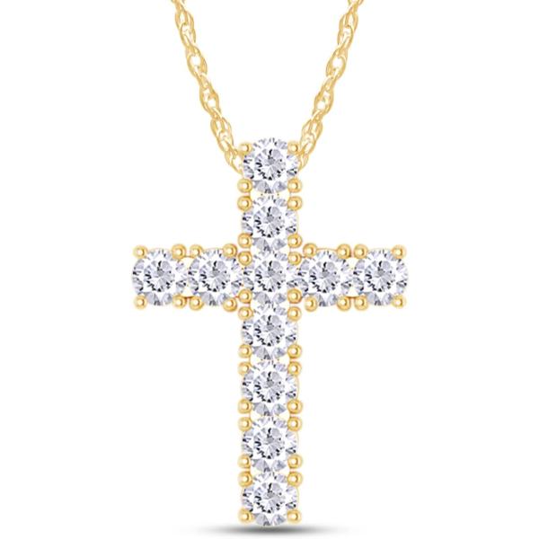 商品名SAVEARTH DIAMONDS 1カラット ラウンドカット 人工モアッサナイト ダイヤモンド クロス ペンダント ネックレス 14Kゴールド 925スターリングシルバージュエリー 18インチチェーン G-H クラリティ VVS1 ...