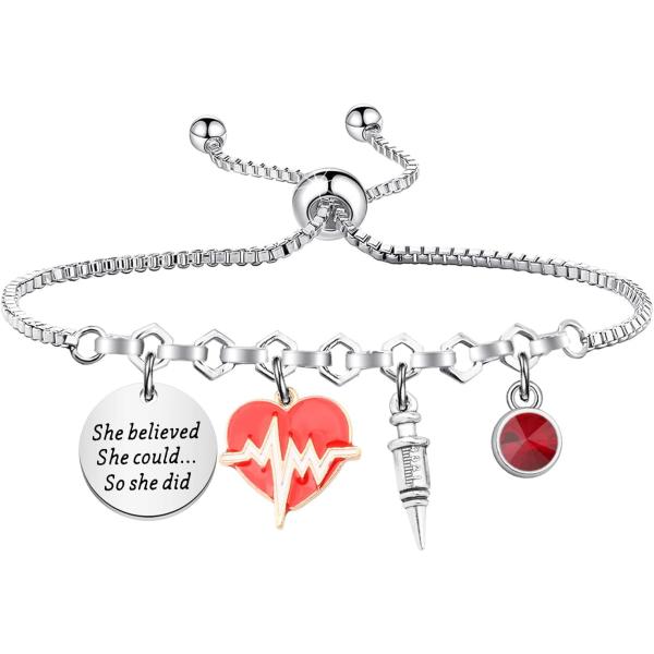 商品名PLITI Phlebotomist ギフト Phlebotomy Technician Gift Phlebotomy 卒業ギフト She Believed She Could So She Did ブレスレット, M, ステンレス...