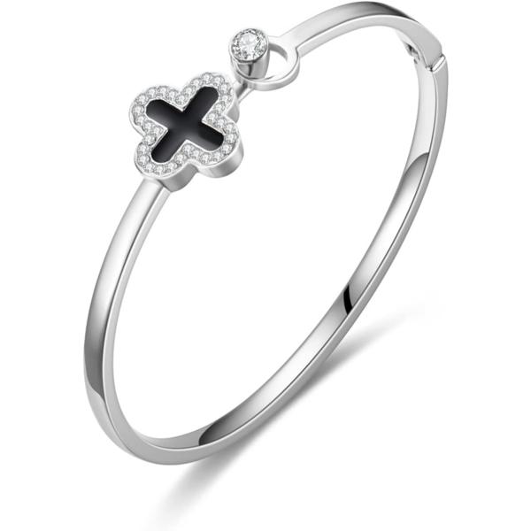 商品名Gilieyer Four-Leaf Clover Bracelet for Women, Enamel Plated Gold Lucky Clover Fashion Simple Bracelets Cubic Zircon R...