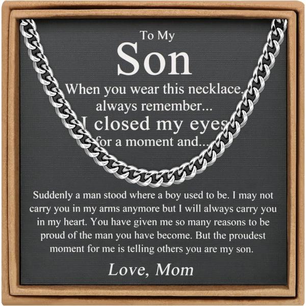 商品名JoycuFF キューバリンクチェーン メンズ シルバーネックレス お父さん 息子 孫 ボーイフレンド 旦那 ヒップホップ ジュエリー 男の子用 ロープケーブルチェーン 18インチ 22インチ 26インチ 彼へのギフト 誕生日 記念日...