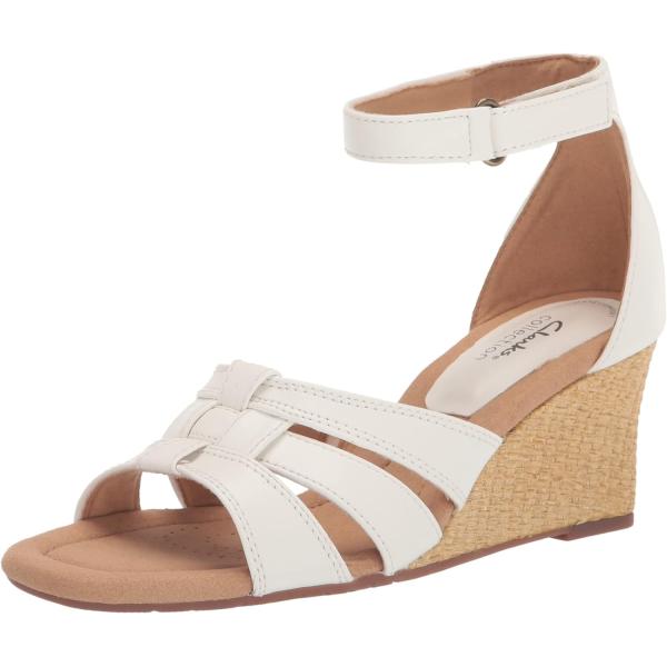 商品名Clarks レディース Kyarra Joy ウェッジサンダル, ホワイトレザー, 7Clarks Women's Kyarra Joy Wedge Sandal, White Leather, 7ブランド：Clarks商品サイズ：...