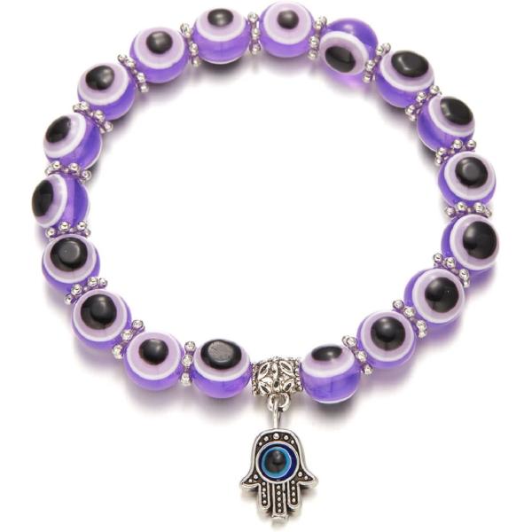 商品名Lucky Evil Eye ブレスレットセット カラフル トルコのお守り ハムサ イーブルアイ ビーズチャーム ストレッチ 伸縮性ブレスレット レディース メンズ, メタルガラス。, ガラス。Lucky Evil Eye Brace...