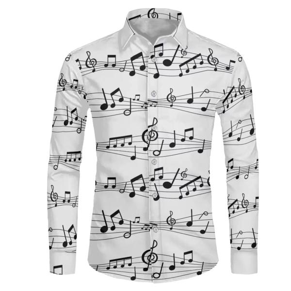 商品名:  Biyejit Music Notes Print Men's Long Sleeve Dress Shirt Slim Fit Casual Business Formal Button Up Shirts Music Par...