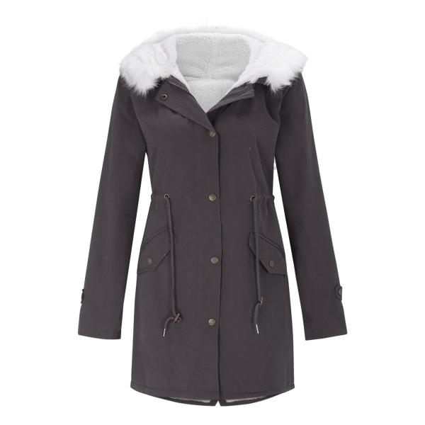 商品名:  Trench Coats Petite Women's Thickened Overcoat Plus Size Warm Trendy Winter Fleece Lined Hoodie Snow Jackets (Grey...