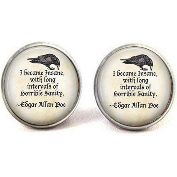 商品名NXTU エドガー・アラン・ポーイヤリング - I Became Insane with Long intervals of Horrible Sanity - Quoth The Raven - エドガー・アラン・ポーの引用 - 文...