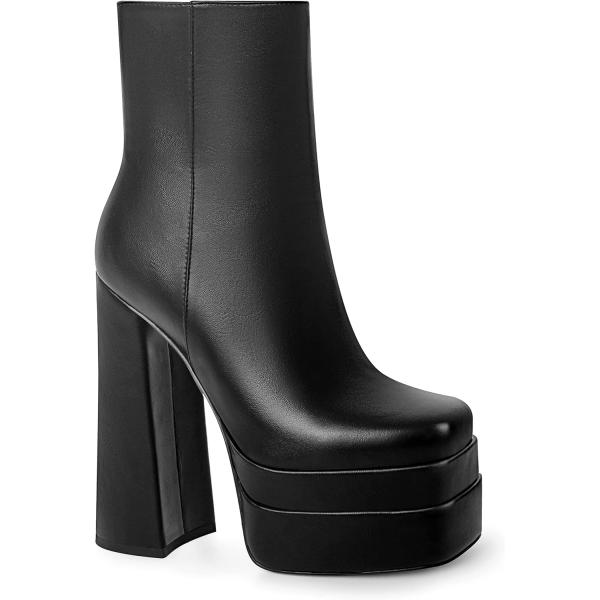 商品名ANN CREEK Black Heeled Boots for Women Platform Boots for Women Mid Calf Boots Trendy Boots Double Stacked Platform B...