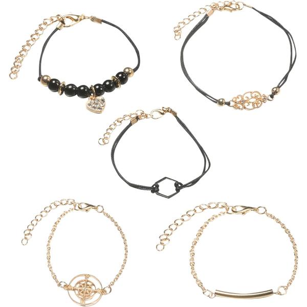 商品名Dainty Boho Strand Bracelets for Women Adjustable Trendy Beaded Punk Bracelets Jewelry Girls Gift 5PCS Boho Beach Bra...