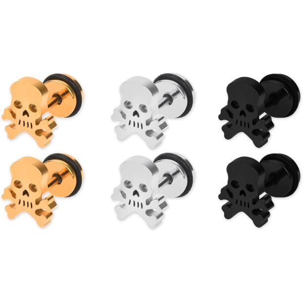 商品名DS. DISTINCTIVE STYLE エクスクルーシブ ジュエリー パンク スタイリッシュ 3組 中指 ステンレススチール スタッド イヤリング - ゴールド シルバー ブラック メンズ レディース, ステンレス鋼DS. DIS...