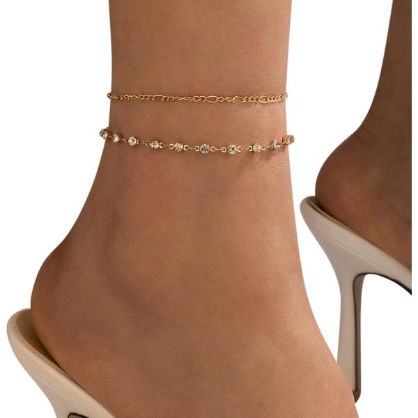 商品名Women Layering Pendant Chain Necklaces Layered Ankle Bracelets for Women Handmade Dainty Layered Anklet Initial Ankle...