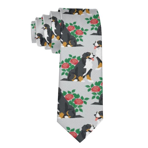 商品名:  AMRANDOM Men's Novelty Necktie Cotton Skinny Necktie Tie, Floral Bernese Mountain Dog Gray, Teens Boy Party Ties N...