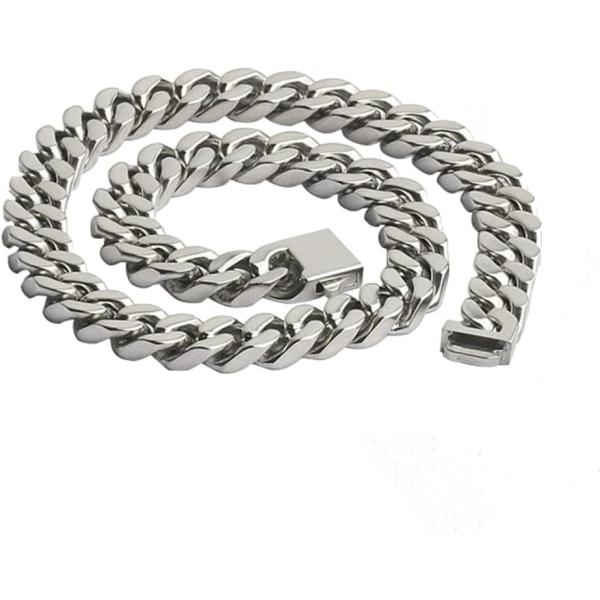 商品名メンズネックレス キューバチェーン ステンレススチールジュエリー チャンキーマイアミヒップホップ ビッグ暗号化チョーカーチェーン カスタム可能 幅7/9/11/13/15mm 18/20/22/24/26インチ ギフトボックス付き, ...