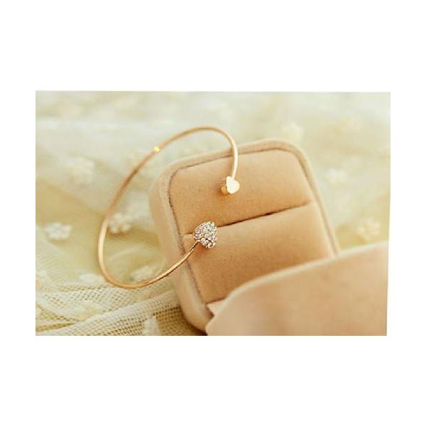商品名Trendy Dainty Link Bracelets for Women Adjustable Open Bangle Girl Simple Heart Bracelet Rhinestone Love Bracelets Ba...