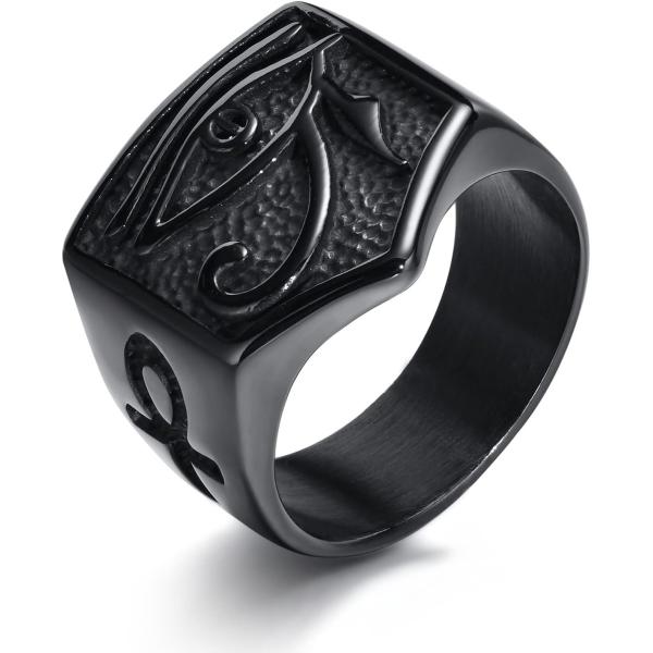 商品名XUANPAI Eye of Horus Ring Plated Enamel Black African Egypian Jewelry Polis4pcs Couple Necklace Bracelet Set,t Signet...