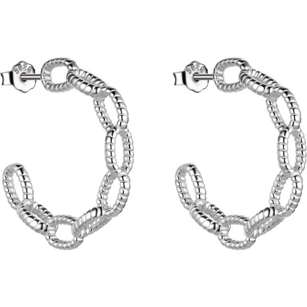 商品名S925スターリングシルバー 天体サンバーストイヤリング オープンフープ バンブーフープイヤリング テクスチャードチェーンリンク ダングルイヤリング レディース ガールズ ファインジュエリーギフト 誕生日 クリスマスプレゼント 彼女,...