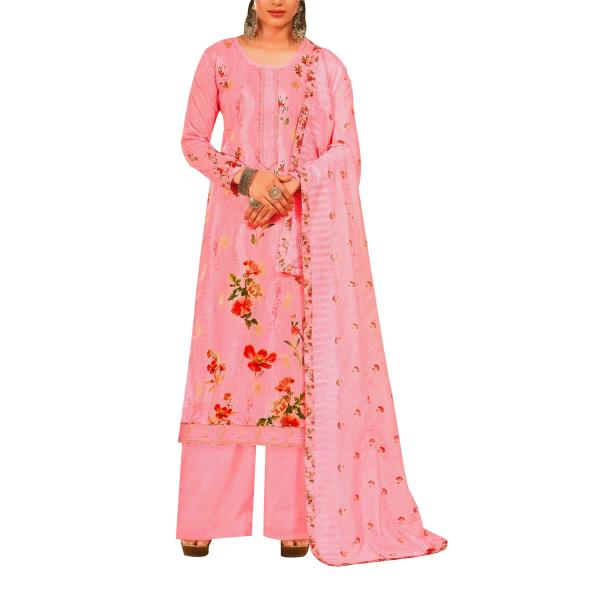 商品名:  ladyline Jacquard Silk Embroidered Salwar Kameez Suit with Silk Dupatta Palazzo Pants (XL/Pink/44)ブランド: ladyline商品...
