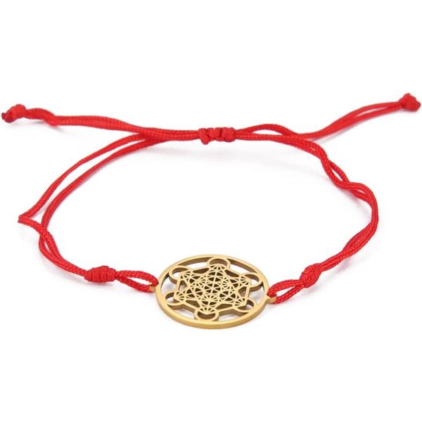 商品名UNIFT メタトロンキューブブレスレット レディース メンズ ステンレススチール ジオメトリ 中空スタイル チャーム 天使 シール サークル ダビデの星 ペンダント ダブルロープブレスレット お守り ジュエリーギフト, ステンレス鋼...