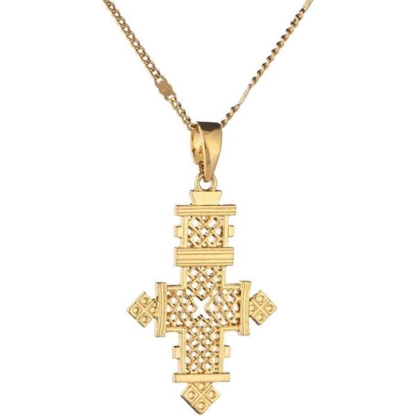 商品名Ethiopian Necklace Cross Pendant Necklaces African Gold Color Jewelry Eritrea Crosses Religion For Women Men Giftsブラン...