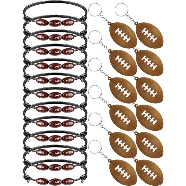 商品名スポーツボールチャームブレスレットとキーチェーンセット 24個 男の子 女の子 チームギフト 選手 パーティーの記念品 アクセサリー (フットボールスタイル)24 Pcs Sports Ball Charm Bracelets and...