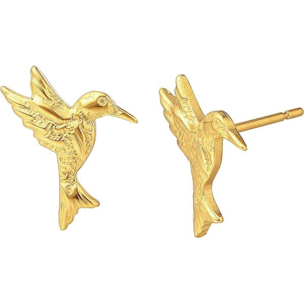 商品名limerencia 純チタンスタッドイヤリング レディース 低刺激性 | 飛ぶハチドリ | かわいい鳥 | かわいい動物 | インプラントグレードのポスト ニッケルフリー 錆びない ピアス イヤージュエリー 女の子向け 上品なギフト...