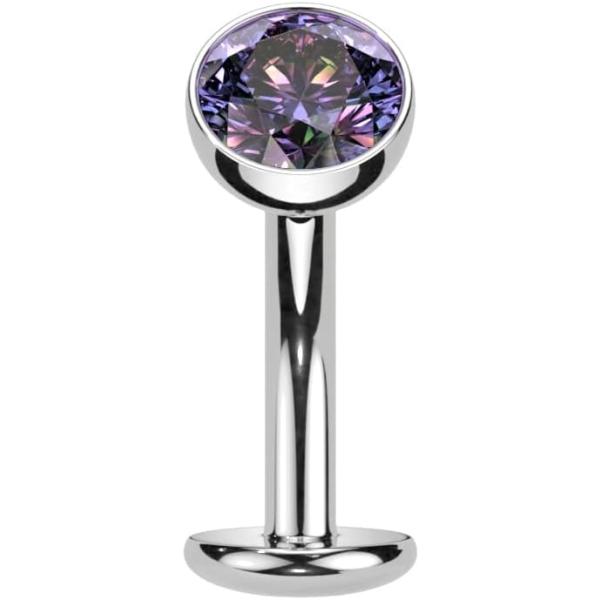 商品名Dynamique インプラントグレード チタン スレッドレス コンベックスベース フローティングベリーリング ベゼルセット ラウンドCZトップ (1個あたりの販売), キュービックジルコニア、チタン。, キュービックジルコニアDyn...