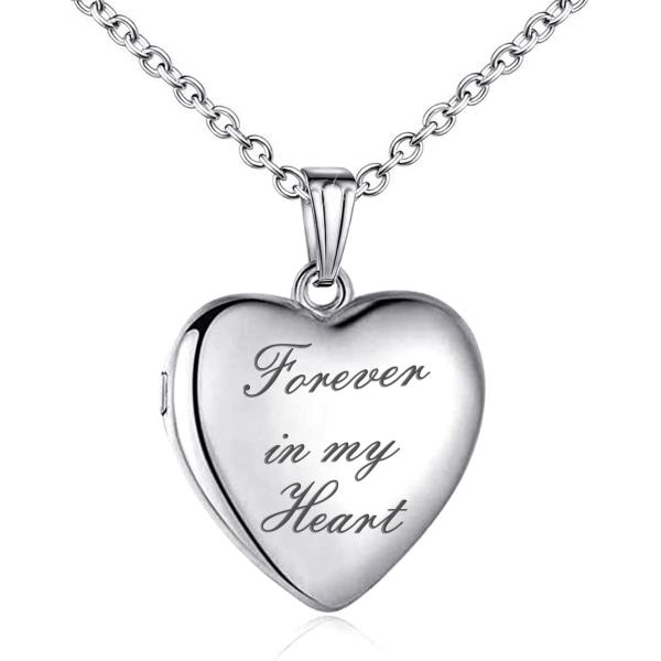 商品名スターリングシルバー ラブハートロケットネックレス 「I Love You to the Moon and Back」の刻印入り写真ロケット, エナメル, スターリングシルバーYOUFENG Sterling Silver Love ...