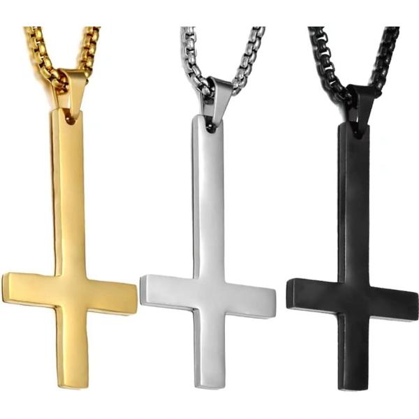 商品名Renning Mens Womens Upside Down Cross Necklace Inverted Cross Stainless Steel Pendant Free Chain 24 Inchesブランド：rennin...
