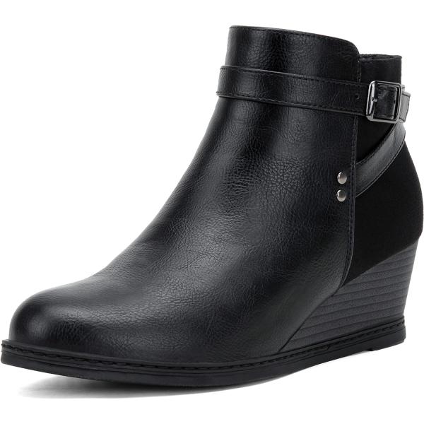 商品名Jeossy Women's 9636 Wedge Boots for Women, Comfortable Ankle Wedge Booties, Low Wedge Heel with Side Zipper Black Siz...