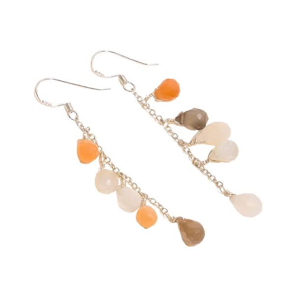 商品名Everling Jewels 925 Sterling Silver Long Multi Moonstone Gemstone Earrings Tear Drop Dangle Earrings for Women || Sta...