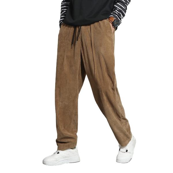 商品名:  WDIRARA Men's Striped Drawstring Elastic Waist Straight Pocket Casual Pants Trousers Solid Brown Lブランド: WDIRARA商品サ...