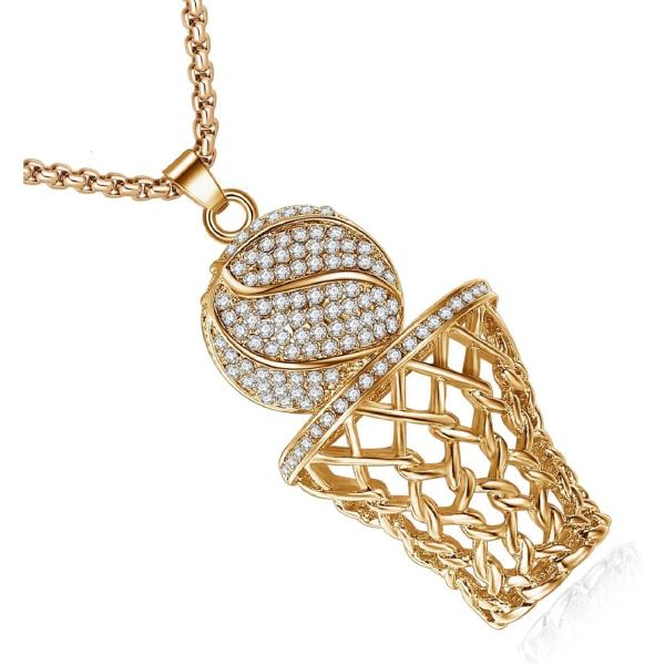 商品名Yarrzhen Personalized Ball Hoop Basketball Hoop Necklace Ion Plated Stainless Steel Basketball Hoop Pendant with Simu...