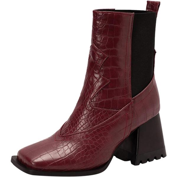 商品名Fashion Boots for Women Mid Calf Dressy Round Slip-On Boots Leather Womens Cowboy Shoes Light Rain Bootsブランド：Bamboo S...