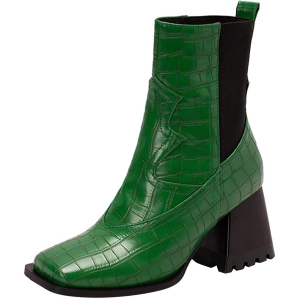 商品名Fashion Boots for Women Mid Calf Dressy Round Slip-On Boots Leather Womens Cowboy Shoes Light Rain Bootsブランド：Bamboo S...