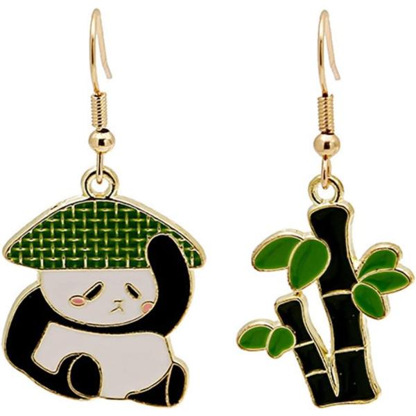 商品名QUPENGXU キュートアニマルパンダドロップダングルイヤリング 華奢 非対称 竹ピアス レディース ガールズ, 金属, NP。QUPENGXU Cute Animal Panda Drop Dangle Earrings Dain...