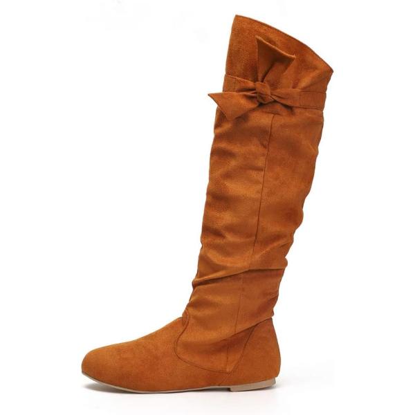 商品名Botines MediaPantorrilla para Mujer Beautiful Long Knee-high Knotted Casual Shoes Flat Fashion Boots Ladies Women's B...