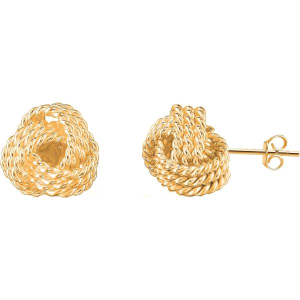 商品名Savlano 925 スターリングシルバー ロープ ツイスト ラブノット スタッドピアス - 18K 金メッキ イヤリング レディース &amp; ガールズ用 - イタリア製 Savlano ギフトボックス付き, 金属, nSavl...