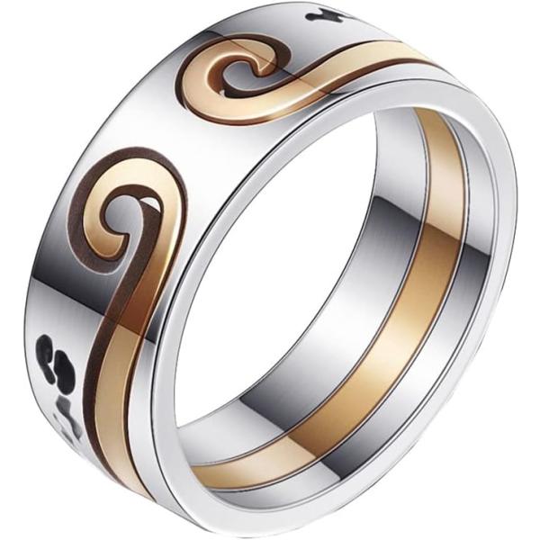 商品名HIJONES メンズ レディース 2イン1 ステンレススチール 仏教 太陽 ウコン マントラ 締め付けカップルセット ラブリング, 金属, 金属HIJONES Men Women 2 in 1 Stainless Steel Bud...