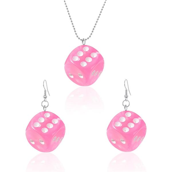 商品名GBAHFY 面白い幾何学的な3Dダイス ダングルイヤリング シミュレーション ダイス ふるいイヤリング パンク 樹脂キューブ ダイス ドロップ イヤリング ネックレス レディース ガールズ パーティー ジュエリーセット, 樹脂, N...