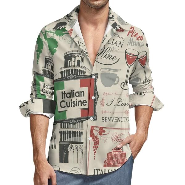 商品名:  Italian Cuisine Men's Graphic Long Sleeve Button Up Shirt Stylish Dress Shirt Mブランド: MENRIAOV商品サイズ: Medium高さ: 2.99...