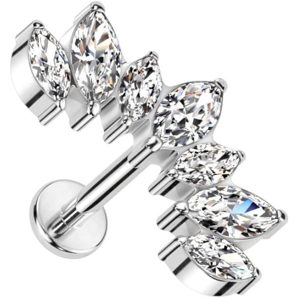 商品名Dynamique インプラントグレード チタン スレッドレス ラブレット 7マーキーズ CZ セット カーブ トップ (1個あたり), 金属, キュービックジルコニア。Dynamique Implant Grade Titanium...