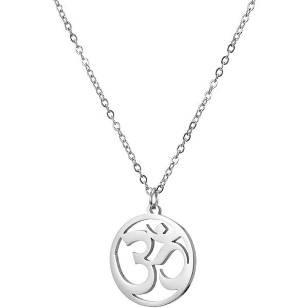 商品名女性用ネックレス - Aum Om Ohm サンスクリットシンボル ラウンドペンダント ビーズ 2層チェーン チャームネックレス ヒンドゥー教 ヨガ サンスクリット パーソナライズ アミュレット 上品なペンダントネックレス ジュエリー...