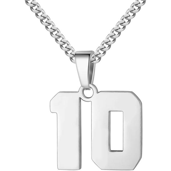 商品名Number Necklace for Boy 0-99 Athletes Jersey Number Necklace Stainless Steel Chain 22+2 inch Personalized Number Char...
