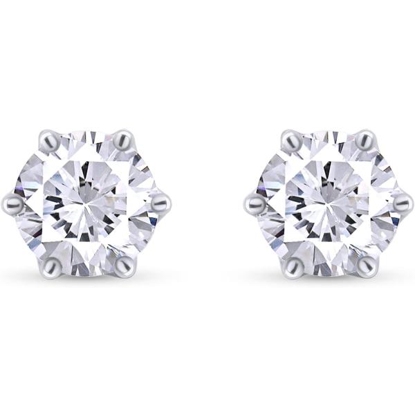 商品名SAVEARTH DIAMONDS 人工モアッサナイトダイヤモンドスタッドイヤリング 3.50ct - 5.00ct G H I カラー 925スターリングシルバー ゴールドメッキ イヤースタッド レディース メンズ, ホワイトゴール...